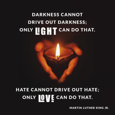 Darkness cannot drive out darkness; only light can do that ...